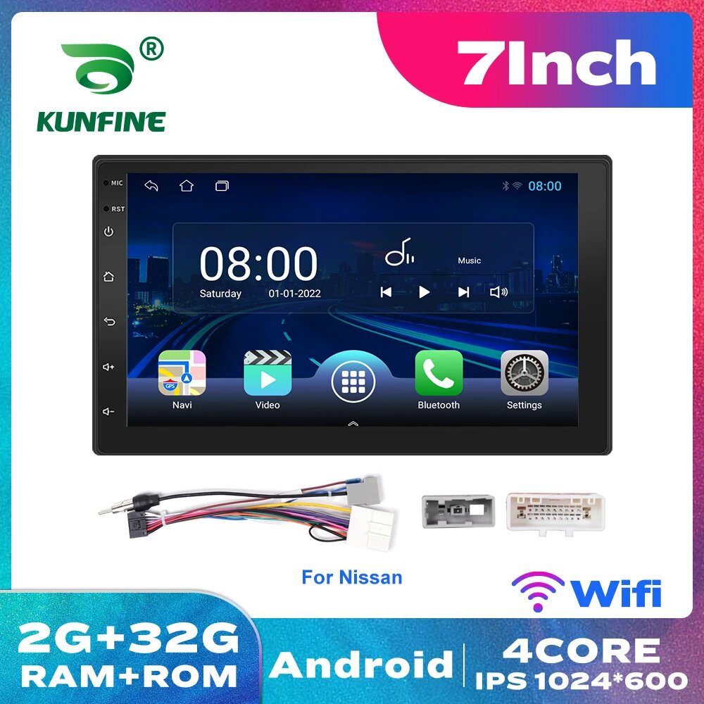 Автомагнитола 2 Din, 7 дюймов, 3 + 32 ГБ, Android 10,0, GPS, 2G 32G Nissan Cable