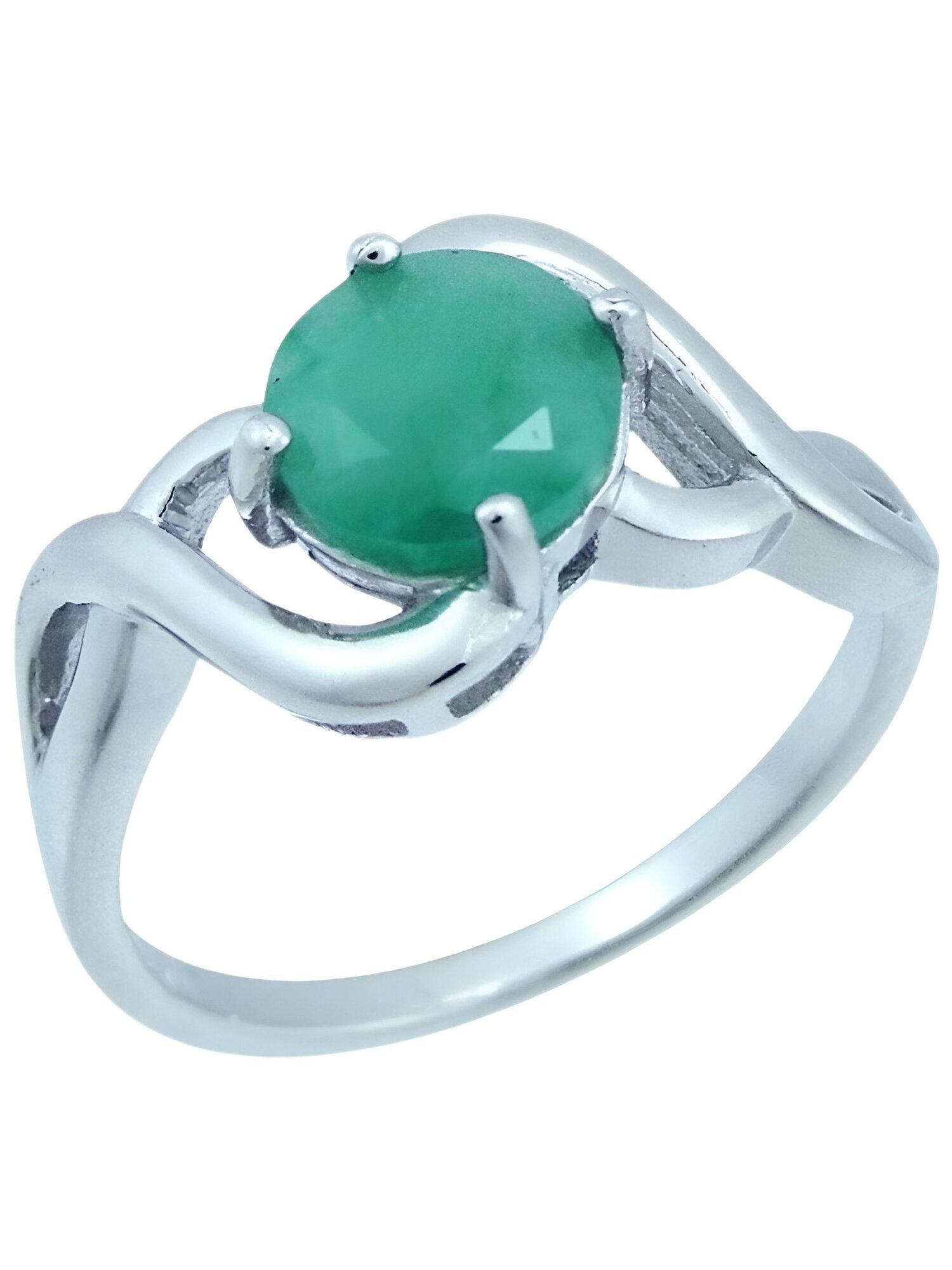 Кольцо тонкое, серебро, 925 проба, родирование, изумруд