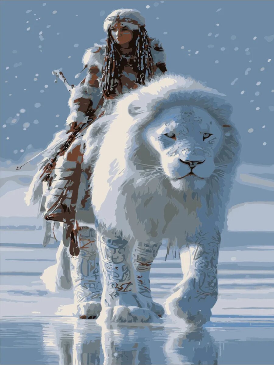 Картина по номерам 30x40 см белый лев