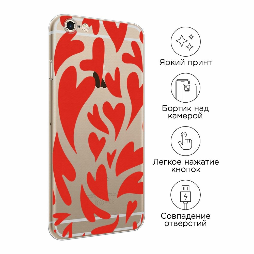 Чехол на Apple iPhone 6 Plus/6S Plus / Айфон 6 Плюс/Айфон 6С Плюс с принтом "Crazy hearts 2 - 14 февраля", прозрачный — фото 1