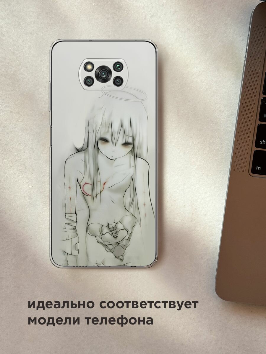 Чехол на Xiaomi Poco X3/X3 Pro / Поко X3/X3 Pro с принтом "Аниме рисунок чёрно-белый" — фото 1