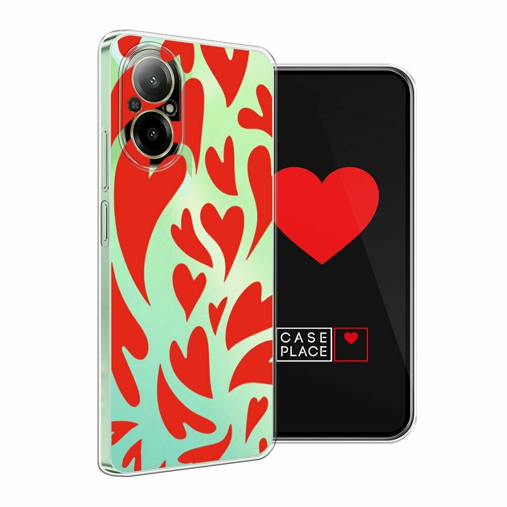 Чехол на Realme C67 4G / Реалми C67 4G с принтом "Crazy hearts 2 - 14 февраля", прозрачный — фото 1