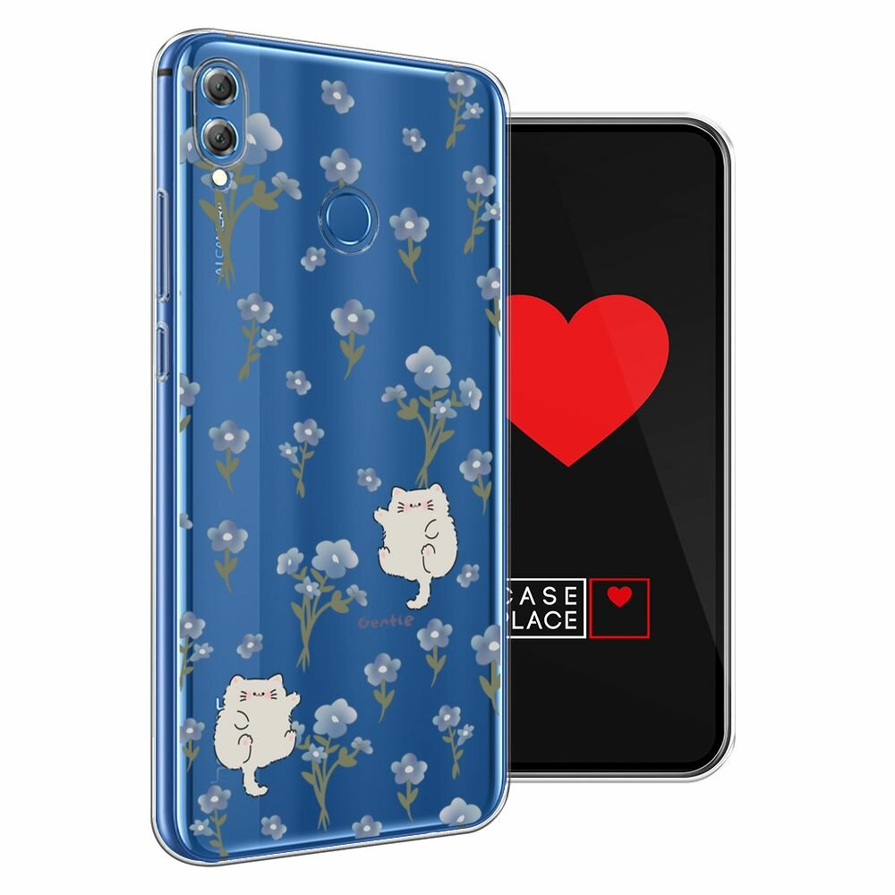 Чехол на Honor 8X / Хонор 8Х с принтом "Gentle cats", прозрачный — фото 1