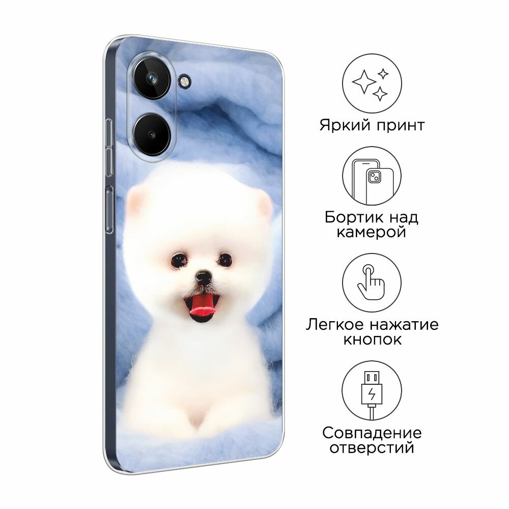 Силиконовый чехол на Realme 10 4G / Реалми 10 4G с принтом Белый пёсик — фото 1