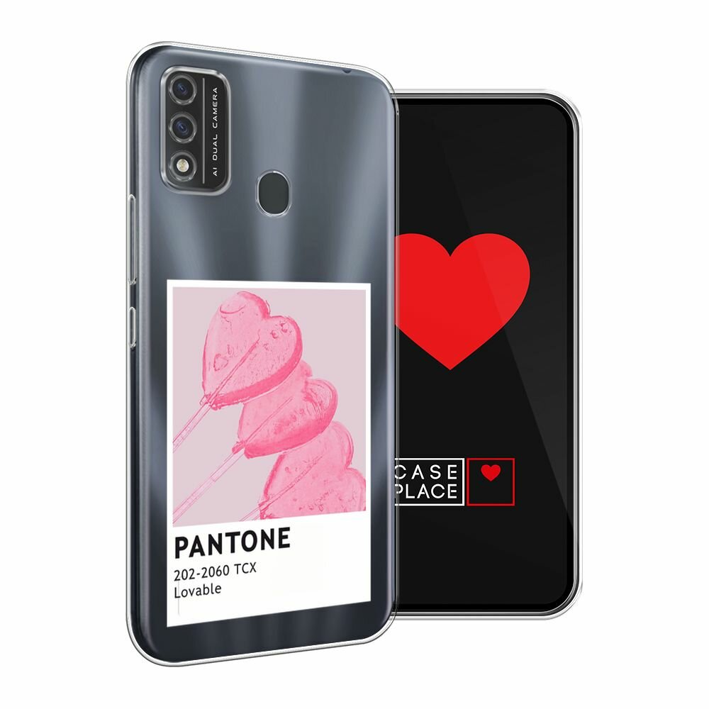 Чехол на Itel A48 / Ител А48 с принтом "Pantone Lovable 2 - 14 февраля", прозрачный — фото 1