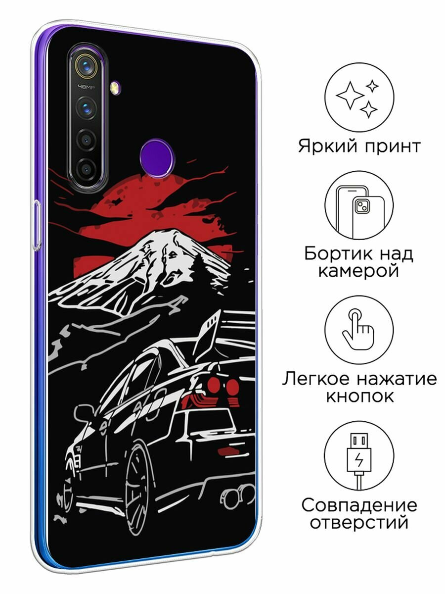 Чехол на Realme 5 Pro / Реалми 5 Про с принтом "Машина в горах JDM" — фото 1