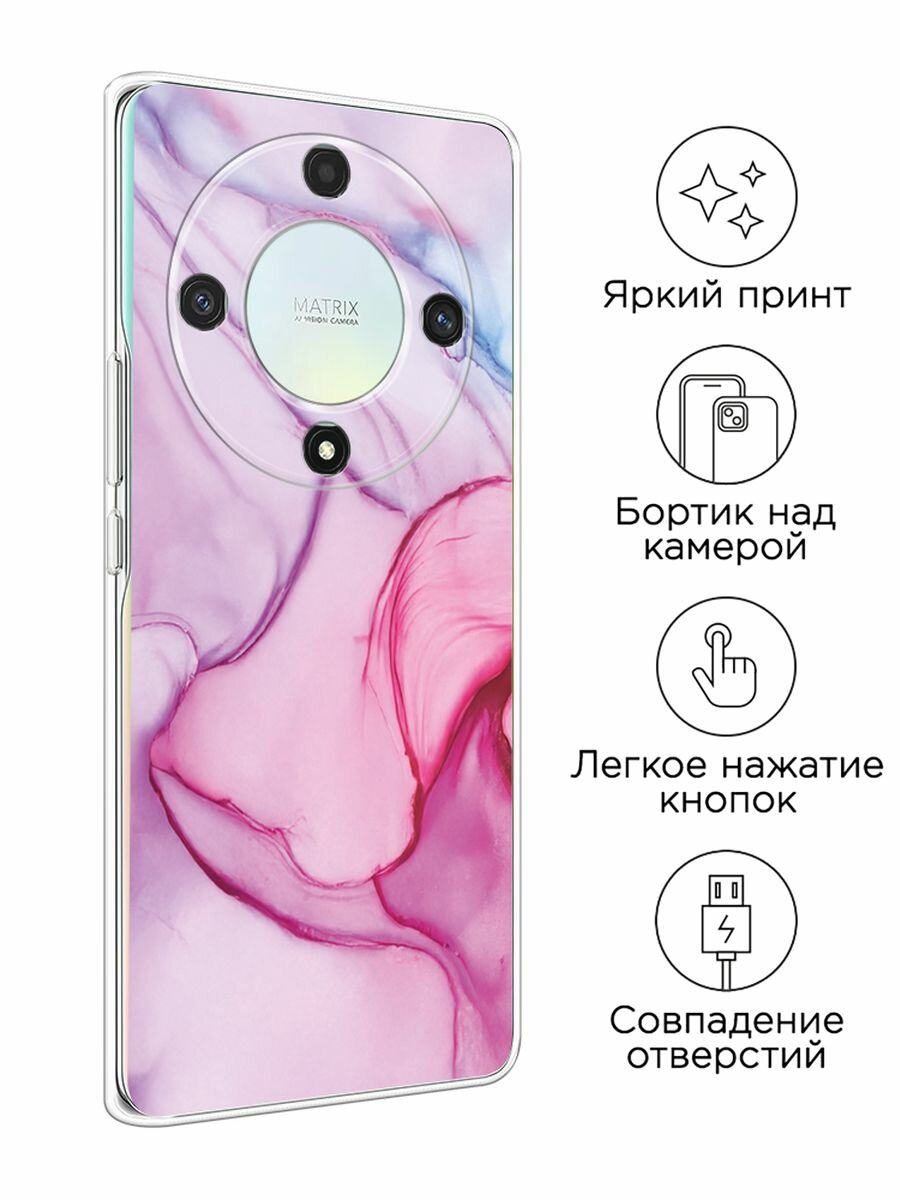 Чехол на Honor X9A / Хонор X9A с принтом "Розовые мраморные разводы" — фото 1