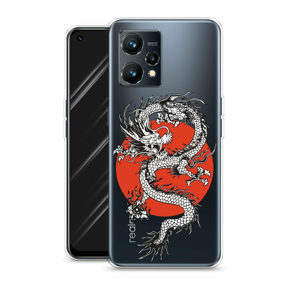 Чехол на Realme 9 4G/9 Pro Plus / Реалми 9 4G/9 Pro Plus с принтом "Восходящий дракон", прозрачный — фото 1
