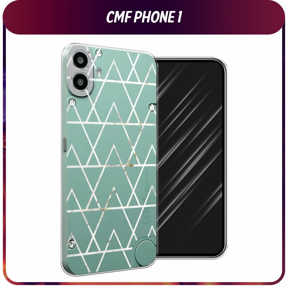Чехол на CMF Phone 1 / CMF Фон 1 с принтом "Треугольники трафарет", прозрачный