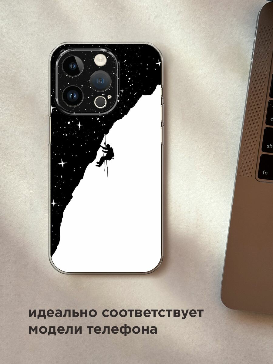 Чехол на Apple iPhone 14 Pro / Айфон 14 Про с принтом "Космический альпинист" — фото 1