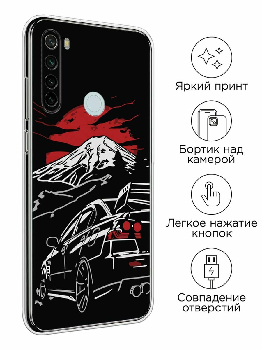Чехол на Xiaomi Redmi Note 8T / Сяоми Редми Нот 8Т с принтом "Машина в горах JDM" — фото 1