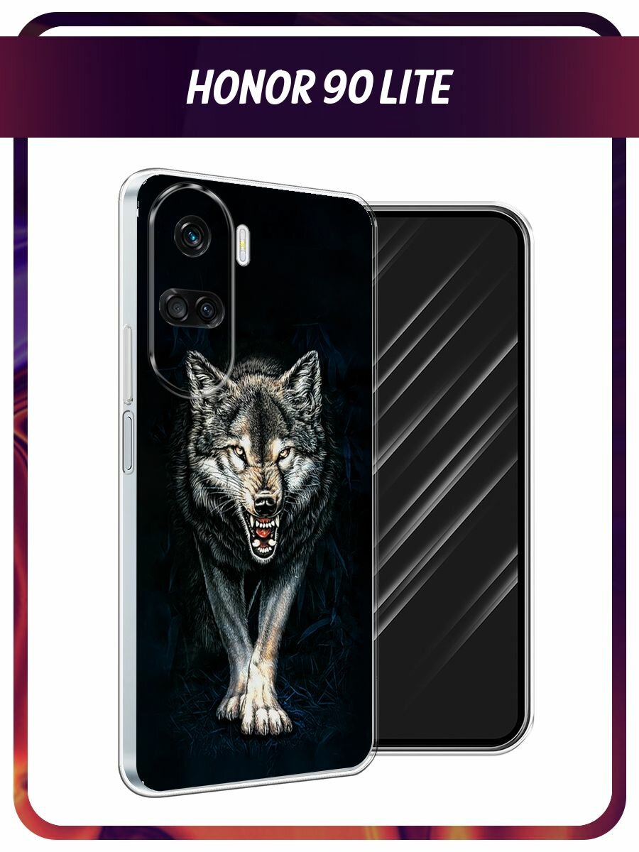 Чехол на Honor 90 Lite / Хонор 90 Лайт с принтом "Злобный волк из ночи"