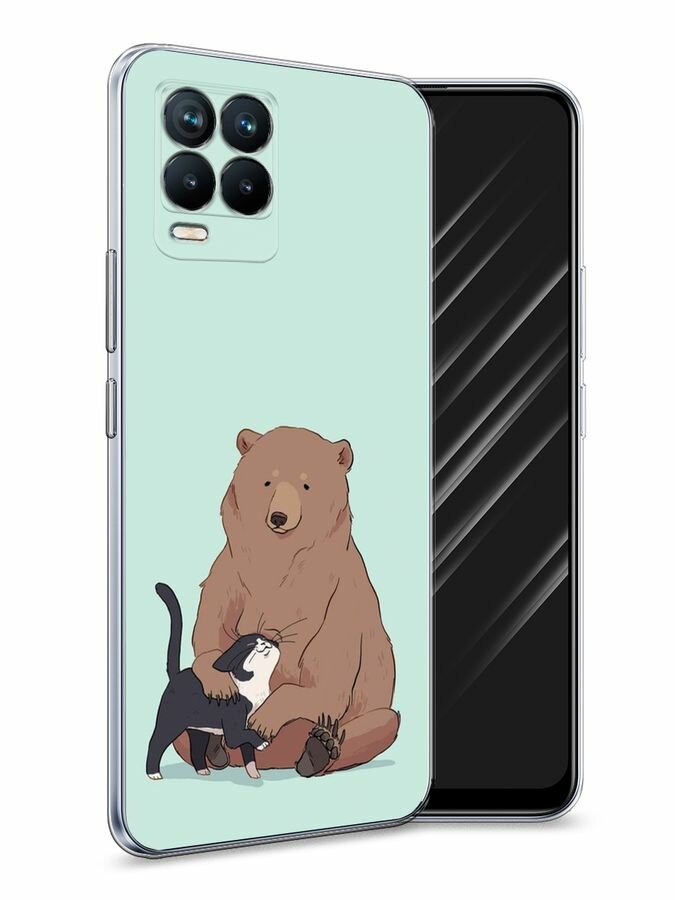 Чехол на Realme 8/8 Pro / Реалми 8/8 Про с принтом "Медведь и кошка дружба"