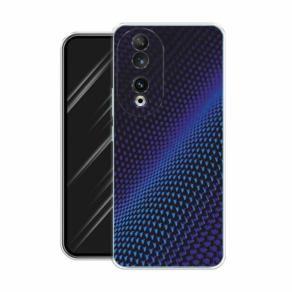 Силиконовый чехол на Honor 90 / Хонор 90 с принтом "Синий карбон" — фото 1