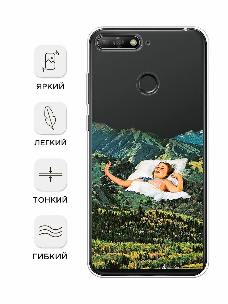 Чехол на Honor 7C/7A Pro/Huawei Y6 Prime 2018 / Хонор 7С/7А Про с принтом Good morning, my darling, прозрачный — фото 1