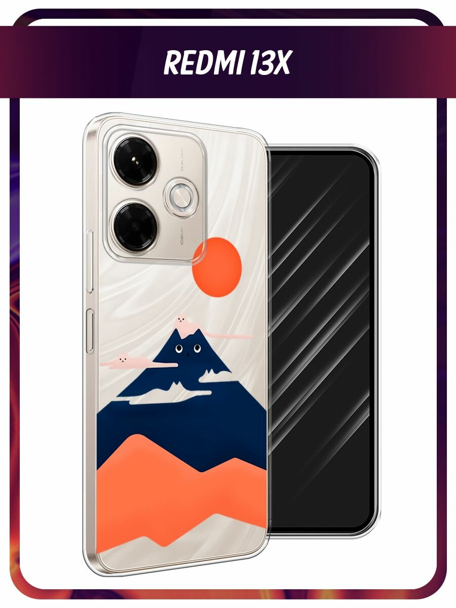 Чехол на Xiaomi Redmi 13X / Сяоми Редми 13X с принтом "Кот-гора", прозрачный