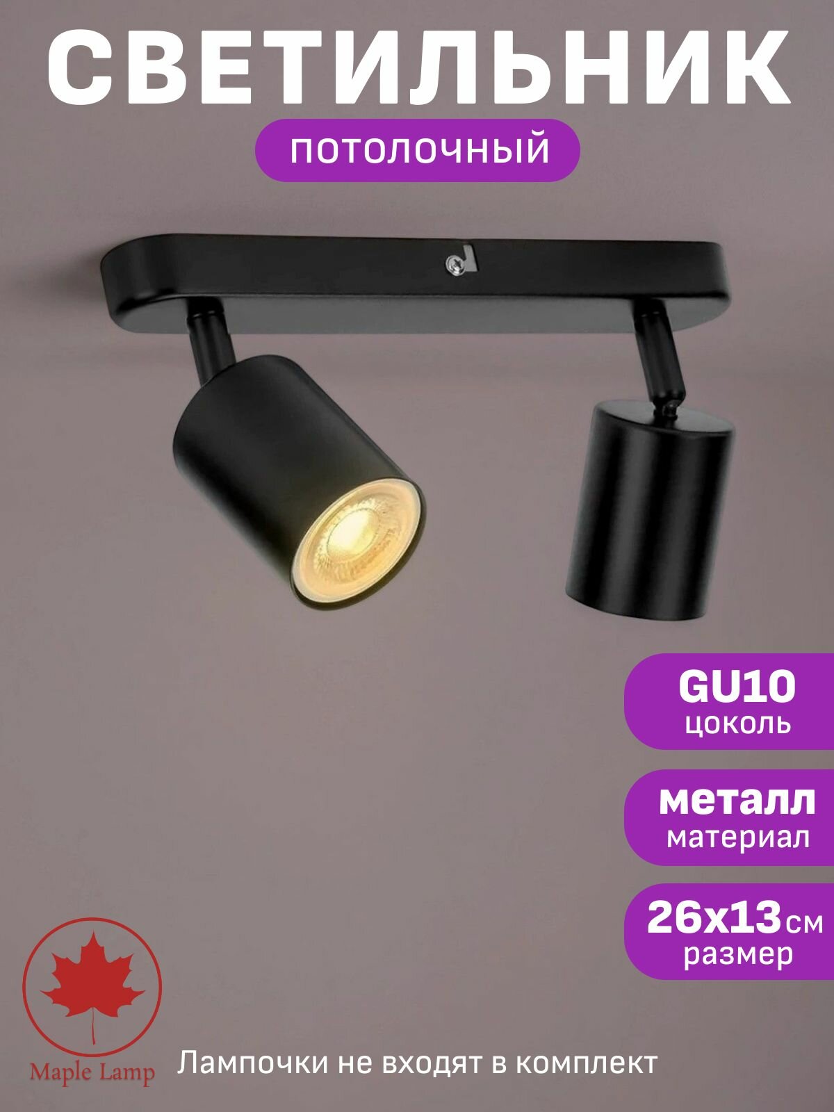 Спот потолочный накладной для натяжных или обычных потолков Maple Lamp CL-142-BLACK, черный, GU10