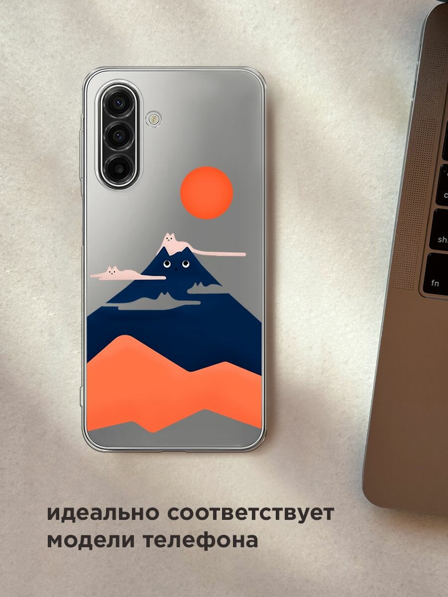 Чехол на Samsung Galaxy A17 / Самсунг А17 с принтом "Кот-гора", прозрачный — фото 1