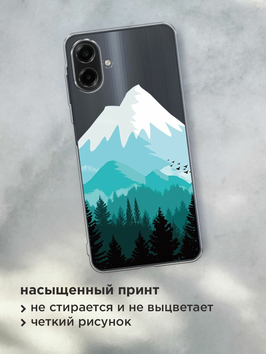 Чехол на Samsung Galaxy A07/A08 / Самсунг А07/А08 с принтом "Синяя снежная гора", прозрачный — фото 1