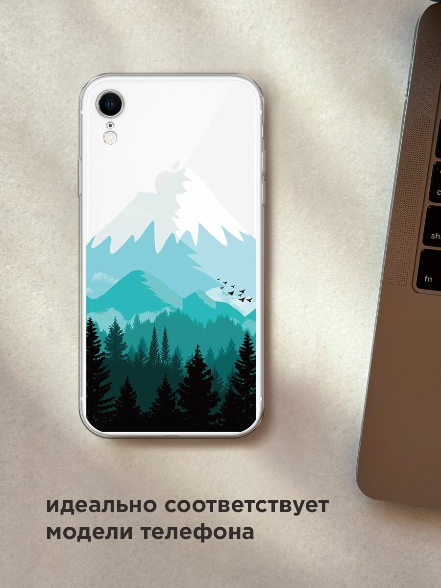Чехол на Apple iPhone XR / Айфон XR с принтом "Синяя снежная гора", прозрачный — фото 1