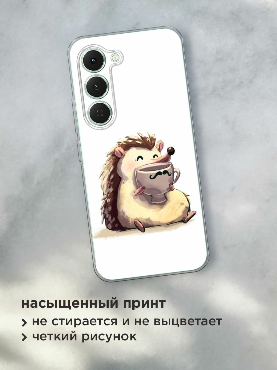 Чехол на Tecno Spark 40 Pro / Текно Спарк 40 Про с принтом "Еж кофеман" — фото 1