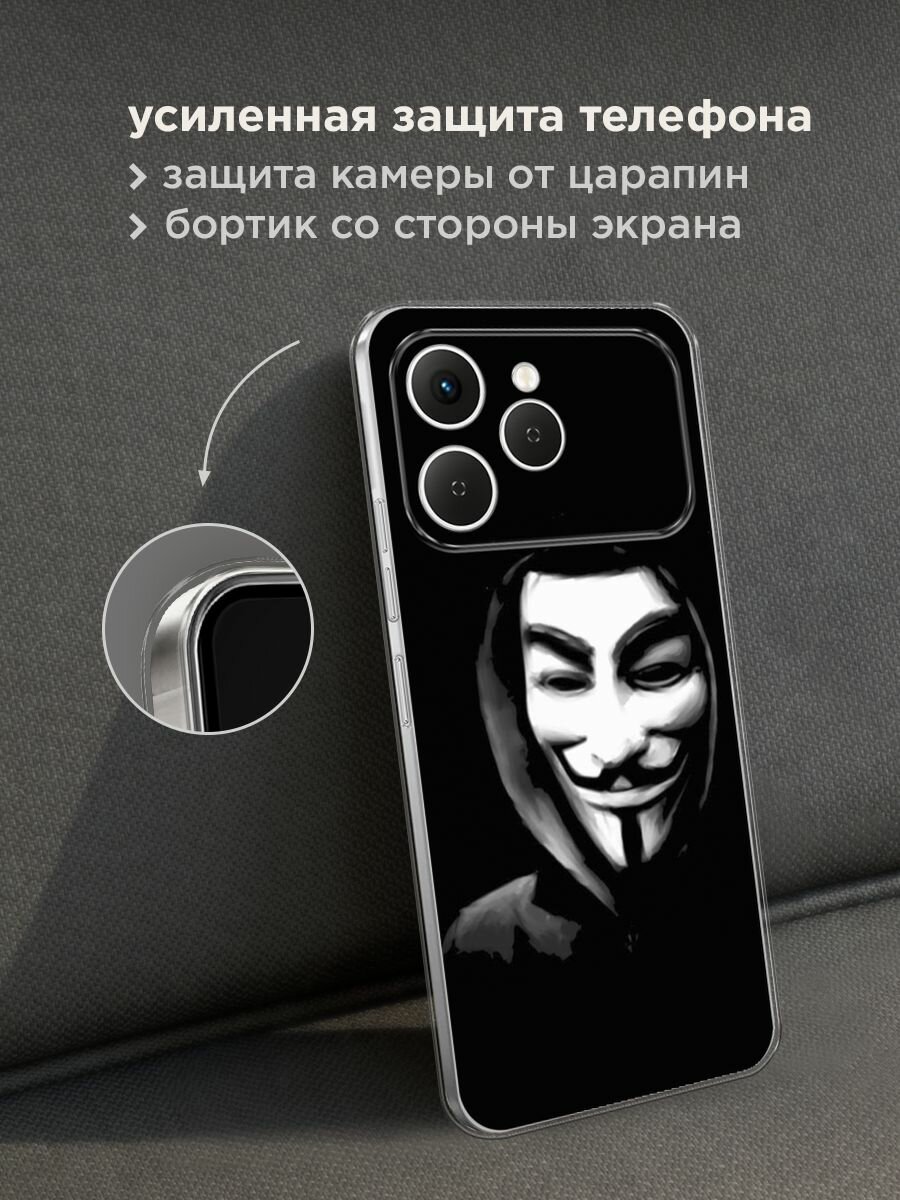 Чехол на Tecno Spark 40 / Текно Спарк 40 с принтом "Анонимус" — фото 1
