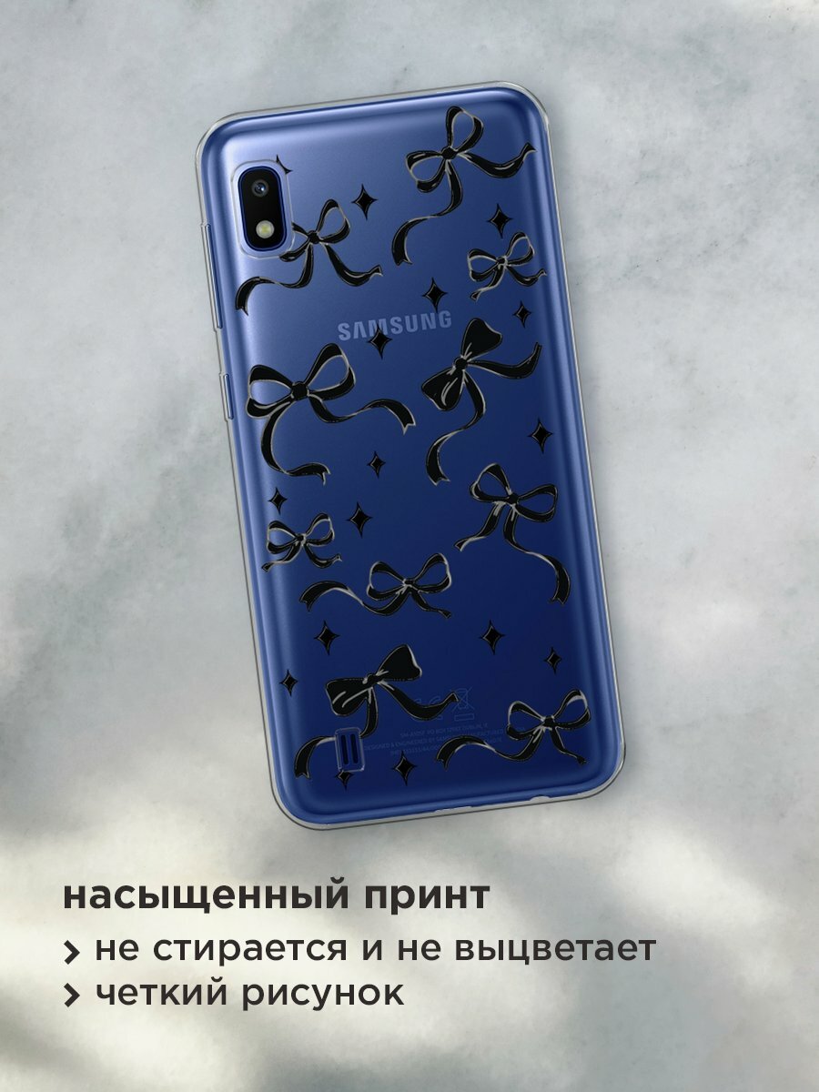 Чехол на Samsung Galaxy A10 / Самсунг Галакси А10 с принтом "Милые чёрные бантики 4" — фото 1