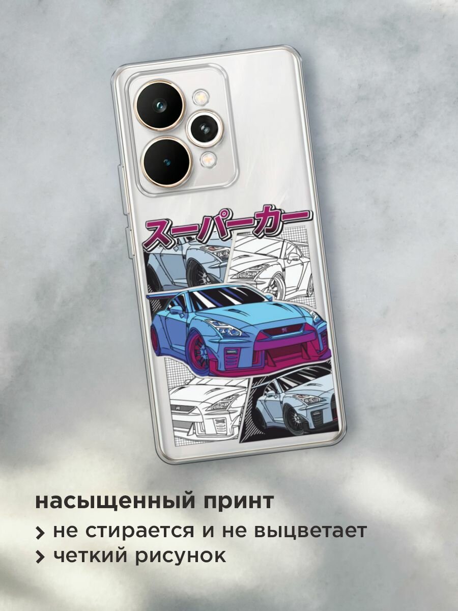Чехол на Realme 15 Pro / Реалми 15 Про с принтом "JDM коллаж", прозрачный — фото 1