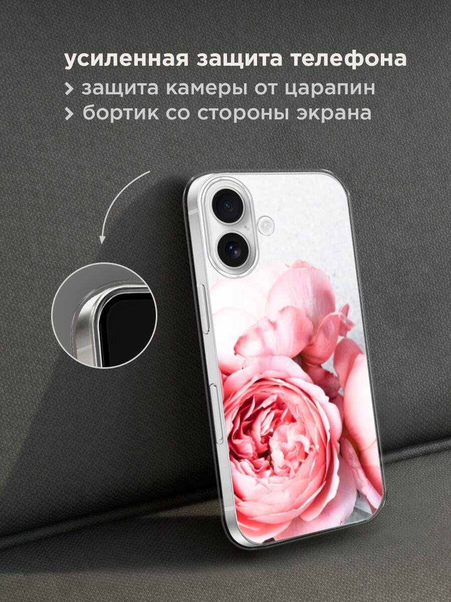 Чехол на Apple iPhone 17 / Айфон 17 с принтом "Пионы на белом" — фото 1