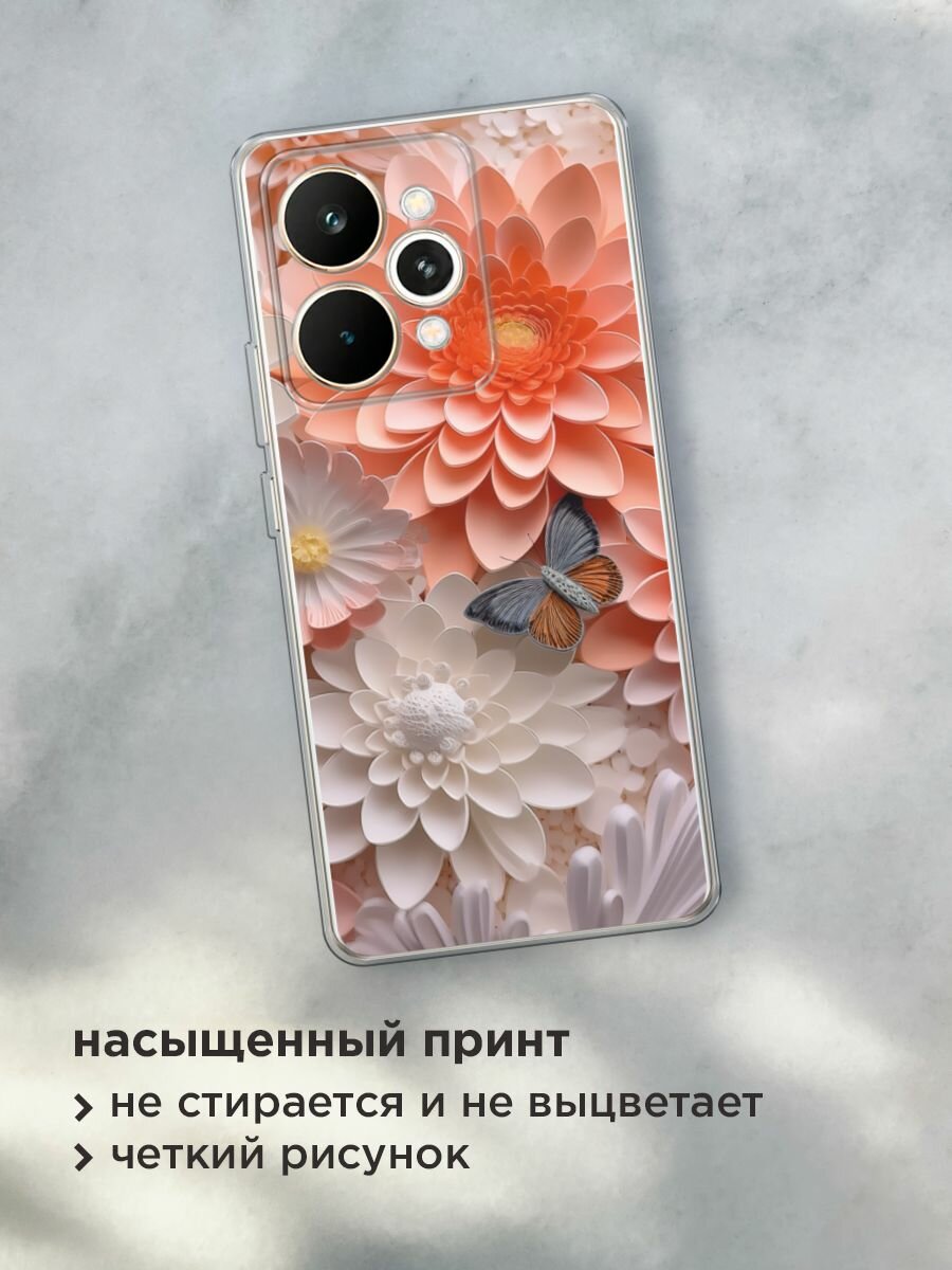 Чехол на Realme 15 Pro / Реалми 15 Про с принтом "Бумажные цветы" — фото 1
