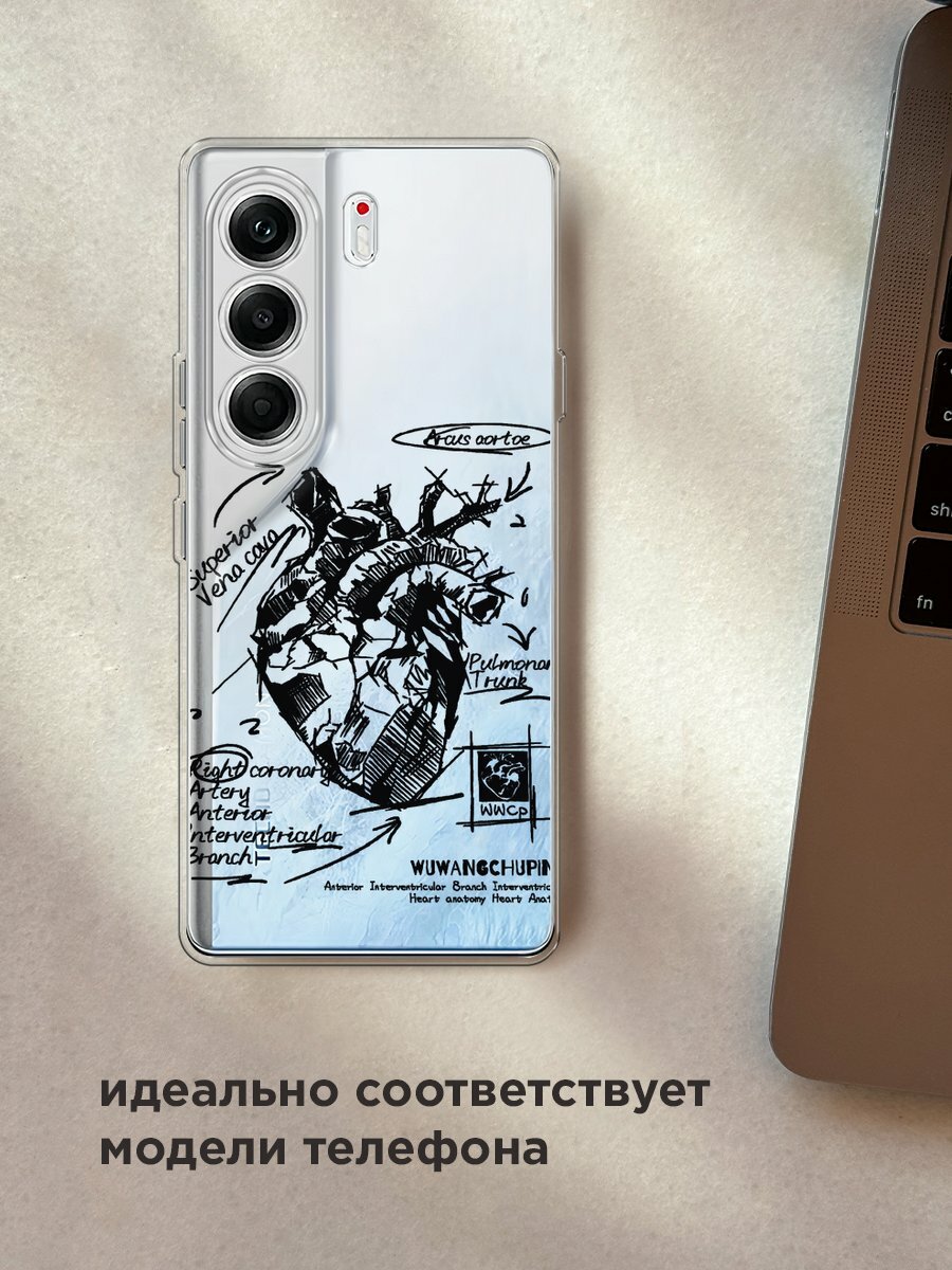 Чехол на Tecno Camon 40 Pro / Текно Камон 40 Про с принтом "Анатомическое сердце 2", прозрачный — фото 1