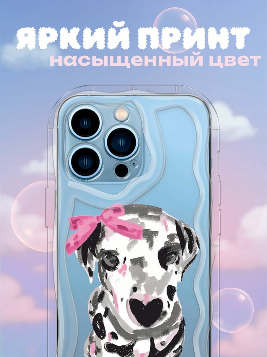 Чехол на Apple iPhone 13 Pro / Айфон 13 Pro с принтом "Далматинец с бантиком 3" — фото 1