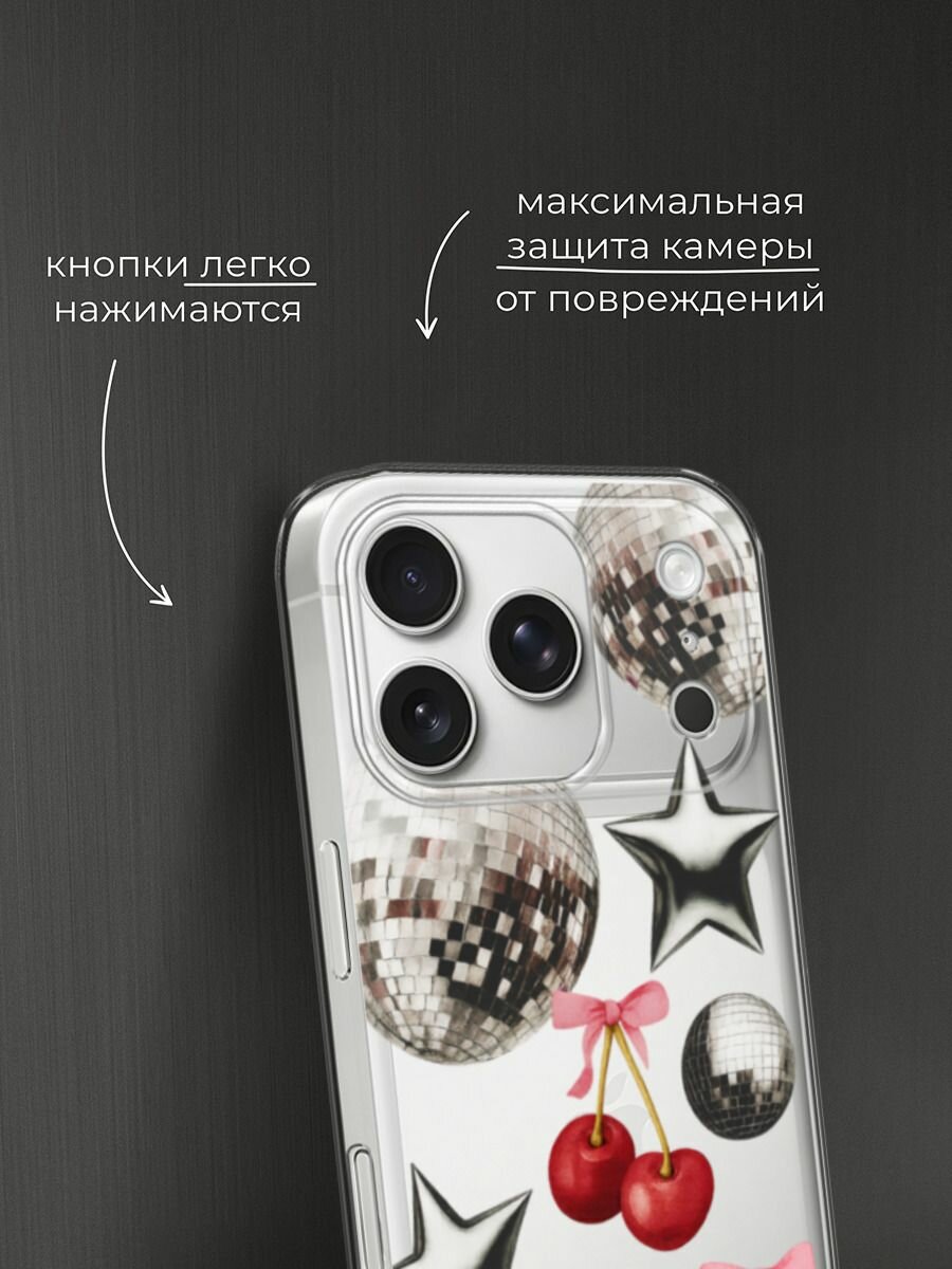 Чехол на Apple iPhone 17 Pro / Айфон 17 Про с принтом "Стильная подборка", прозрачный — фото 1