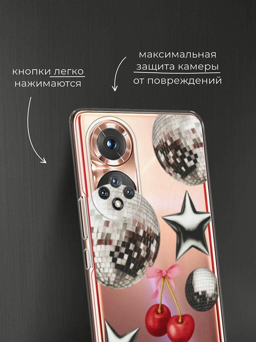 Чехол на Honor 50/Huawei Nova 9 / Хонор 50/Хуавей Нова 9 с принтом "Стильная подборка", прозрачный — фото 1
