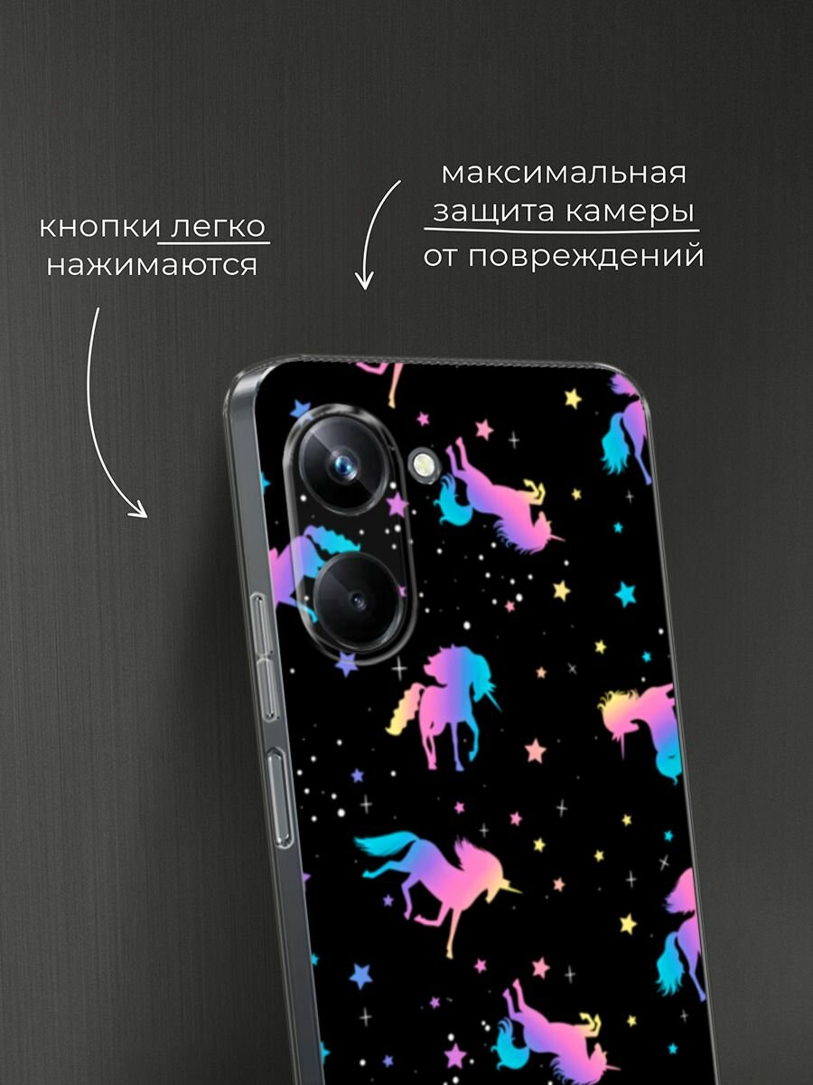 Чехол на Realme 10 Pro / Реалми 10 Про с принтом "Единороги градиент" — фото 1