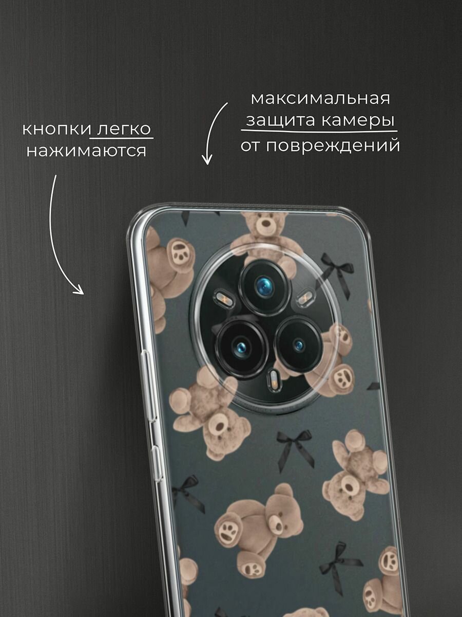 Чехол на Realme 14 Pro / Реалми 14 Про с принтом "Плюшовые мишки 2", прозрачный — фото 1