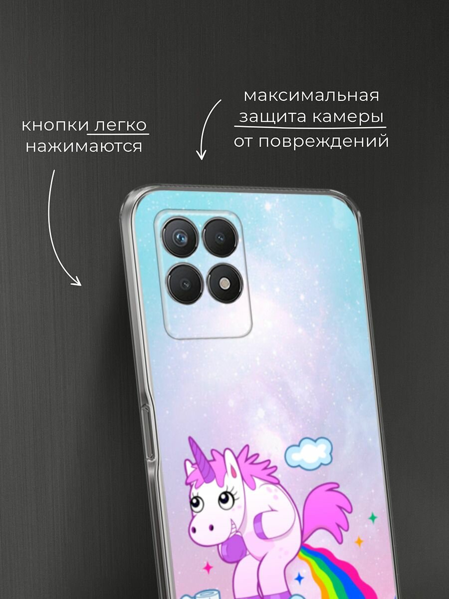 Силиконовый чехол на Realme 8i / Реалми 8i с принтом "Единорог какает" — фото 1