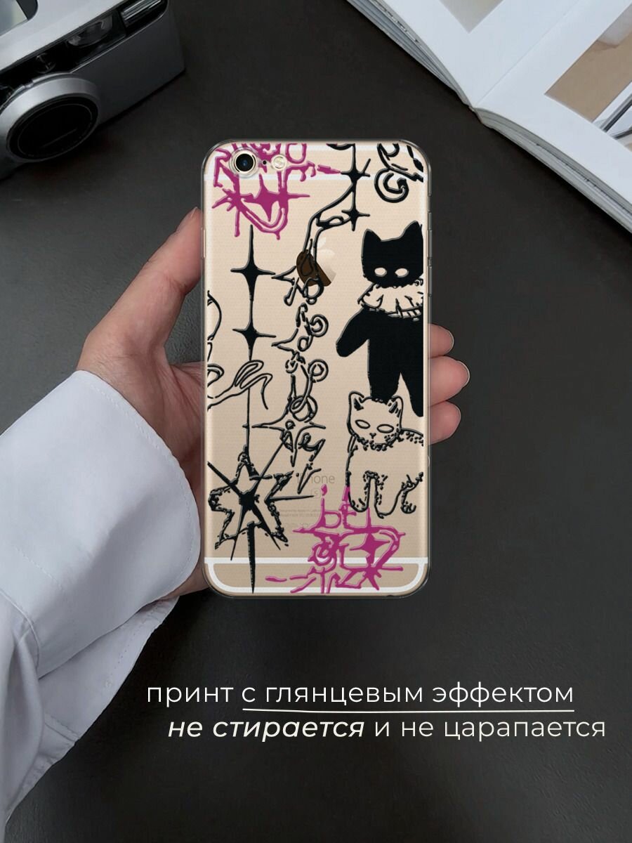 Чехол на Apple iPhone 6 Plus/6S Plus / Айфон 6 Плюс/Айфон 6С Плюс с принтом "Готические котики" — фото 1