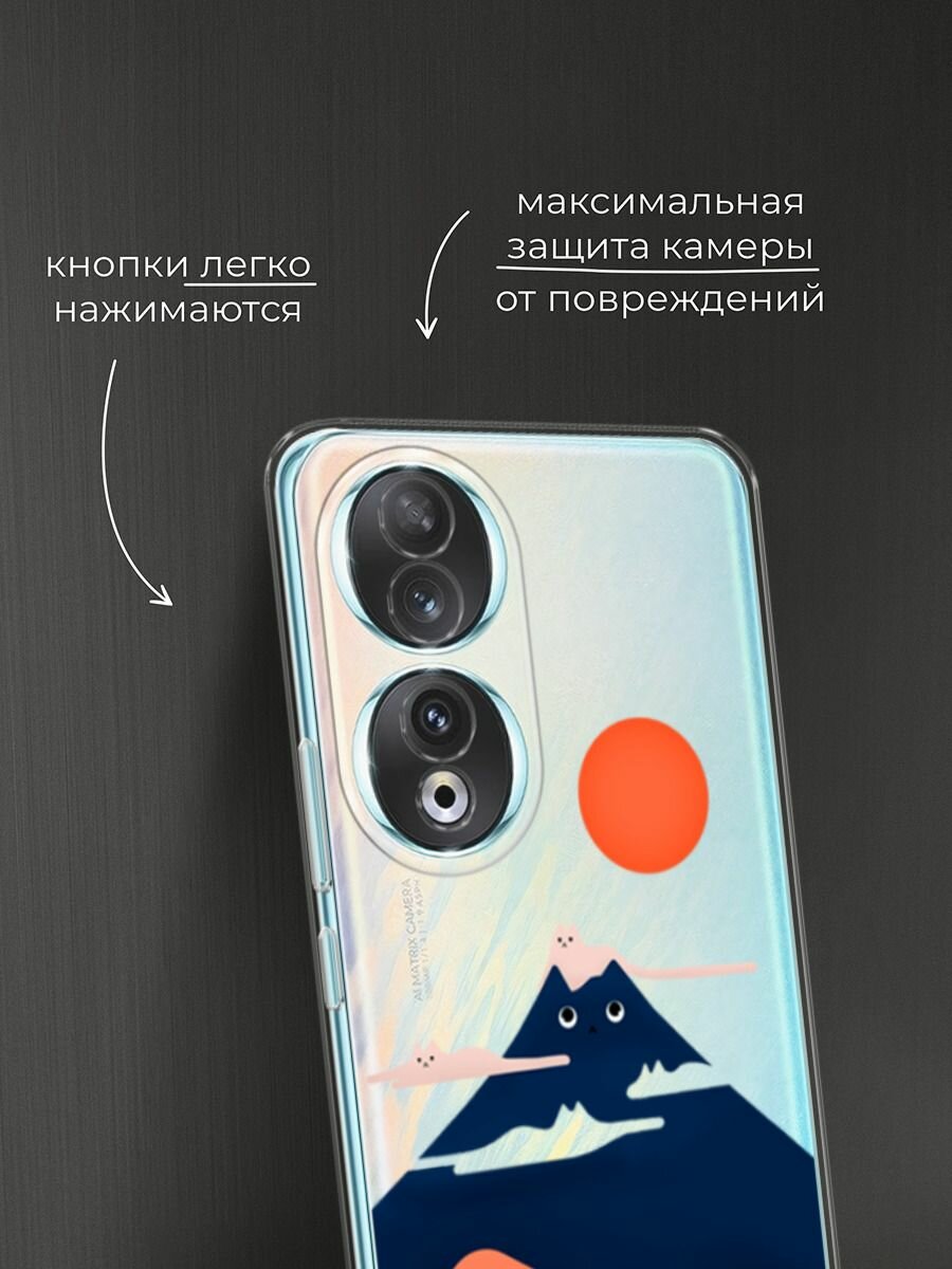 Чехол на Honor 90 / Хонор 90 с принтом "Кот-гора", прозрачный — фото 1