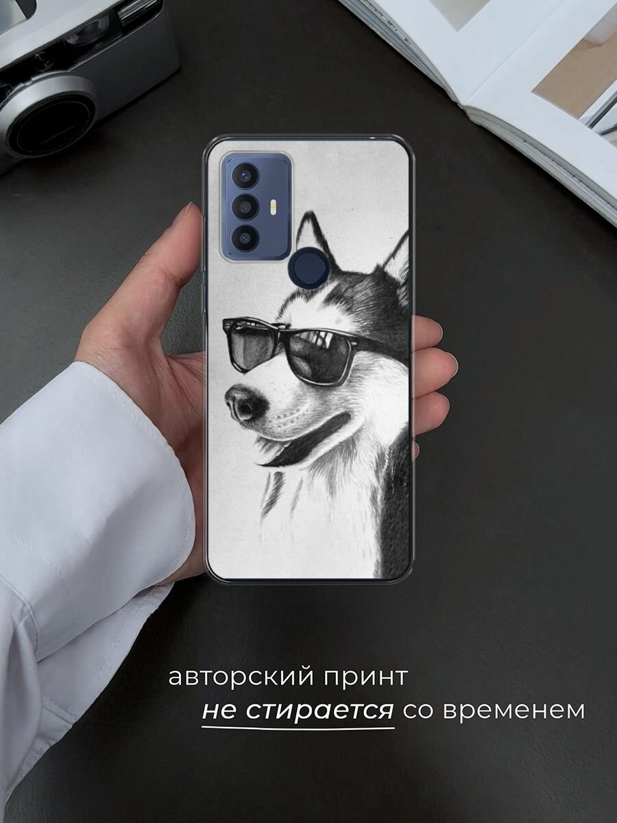 Чехол на TCL 30E/30 SE/305/306 / ТСЛ 30E с принтом "Крутой Хаске" — фото 1