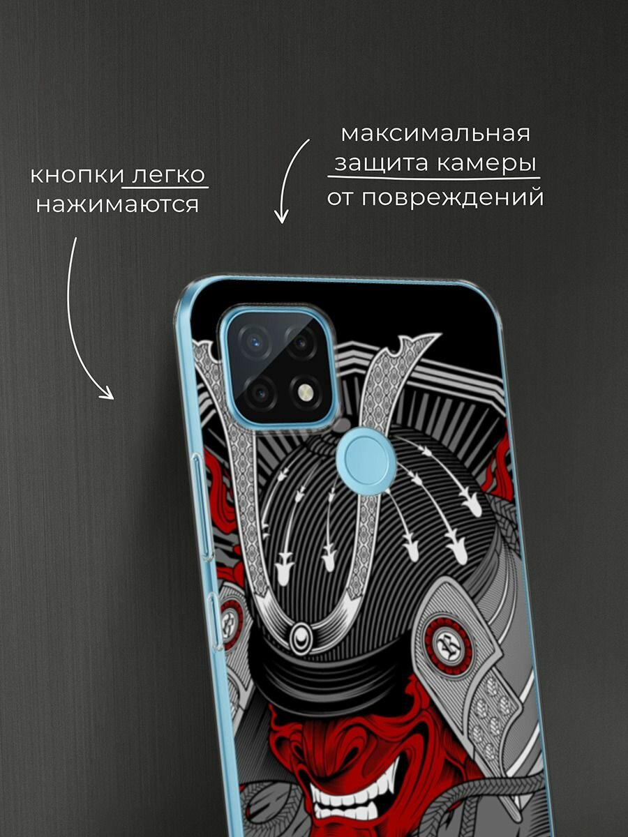 Чехол на Realme C21 / Реалми С21 с принтом "Красная маска самурая" — фото 1