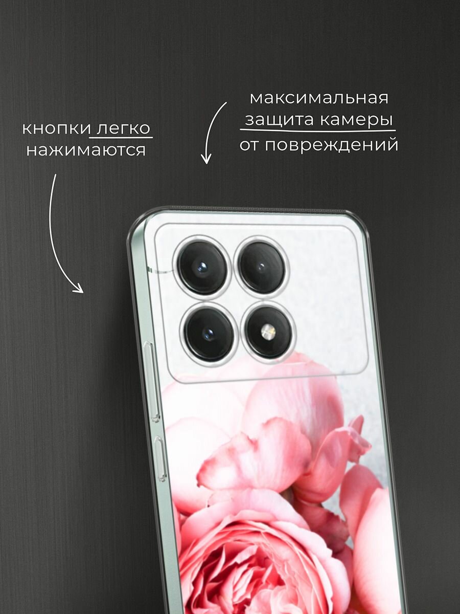 Чехол на Xiaomi Poco X6 PRO 5G / Поко X6 Про 5G с принтом "Пионы на белом" — фото 1