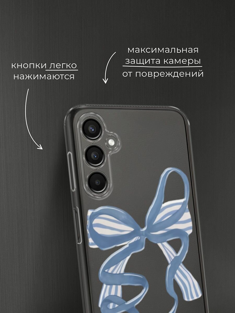 Чехол на Samsung Galaxy A24 / Самсунг Галакси A24 с принтом "Полосатый голубой бант 2" — фото 1