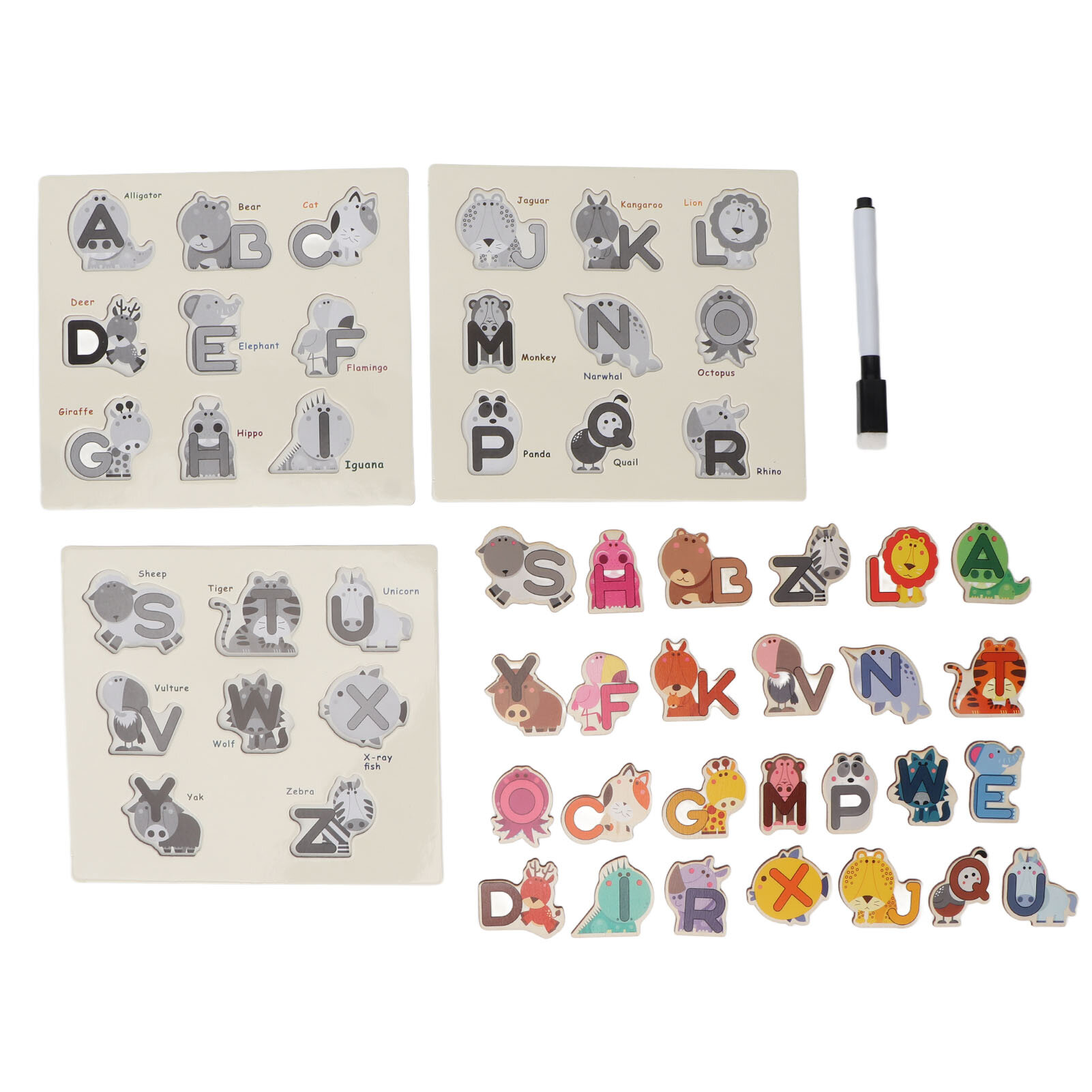 Деревянная головоломка с алфавитом и животными