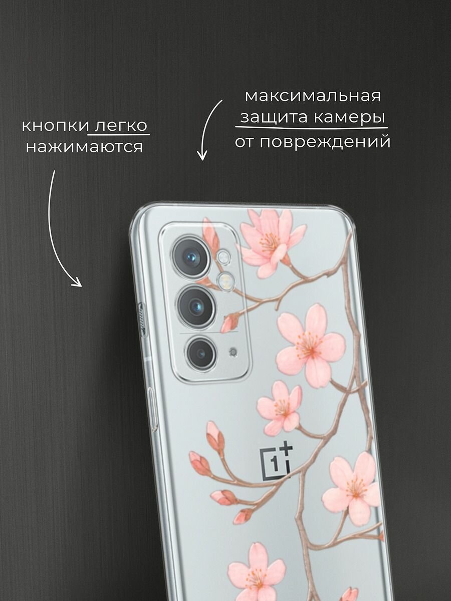 Чехол на OnePlus 9RT / ВанПлас 9RT с принтом "Веточка распускающейся сакуры 2" — фото 1