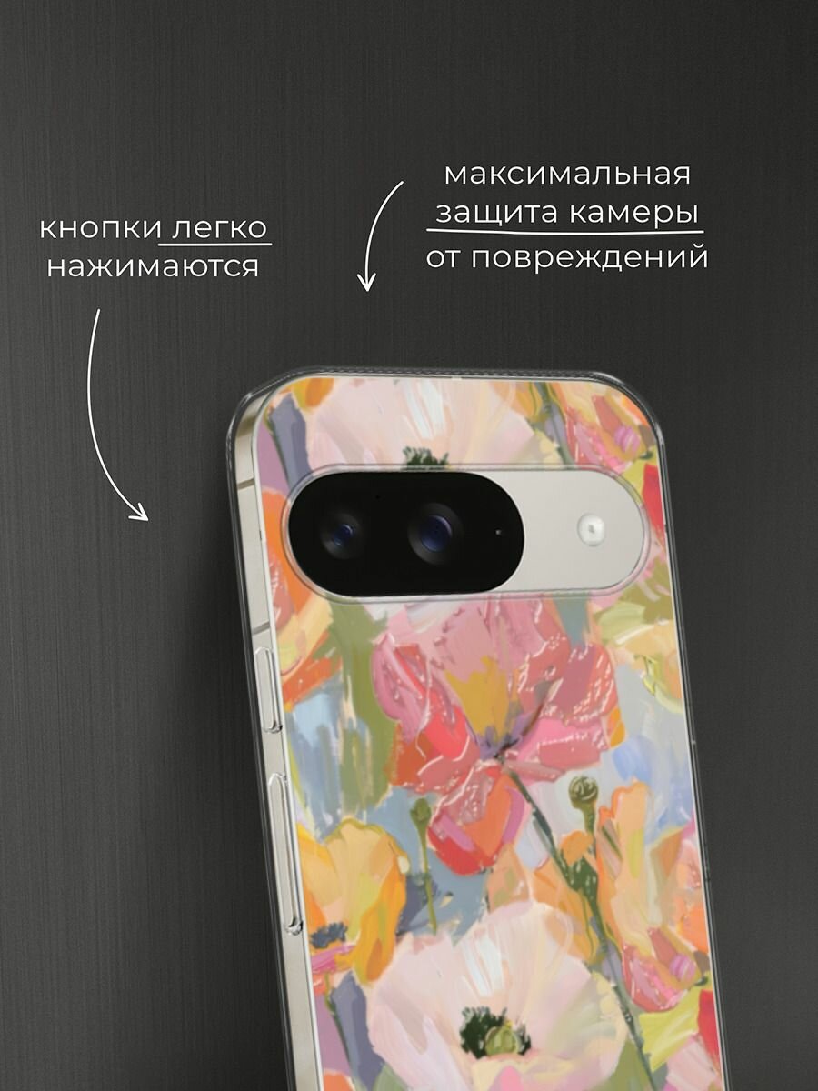 Чехол на Google Pixel 9 / Гугл Пиксель 9 с принтом "Акварельные анемоны" — фото 1