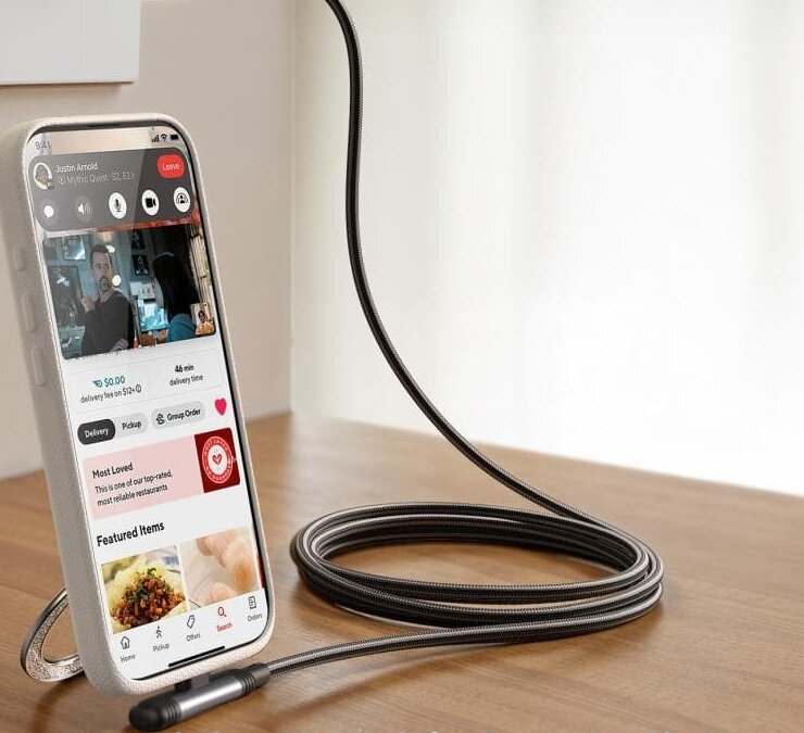 Кабель Joyroom S-A56 Lightning to Type C, для Apple iPhone, угловой, 90°, 1.2м, чёрный