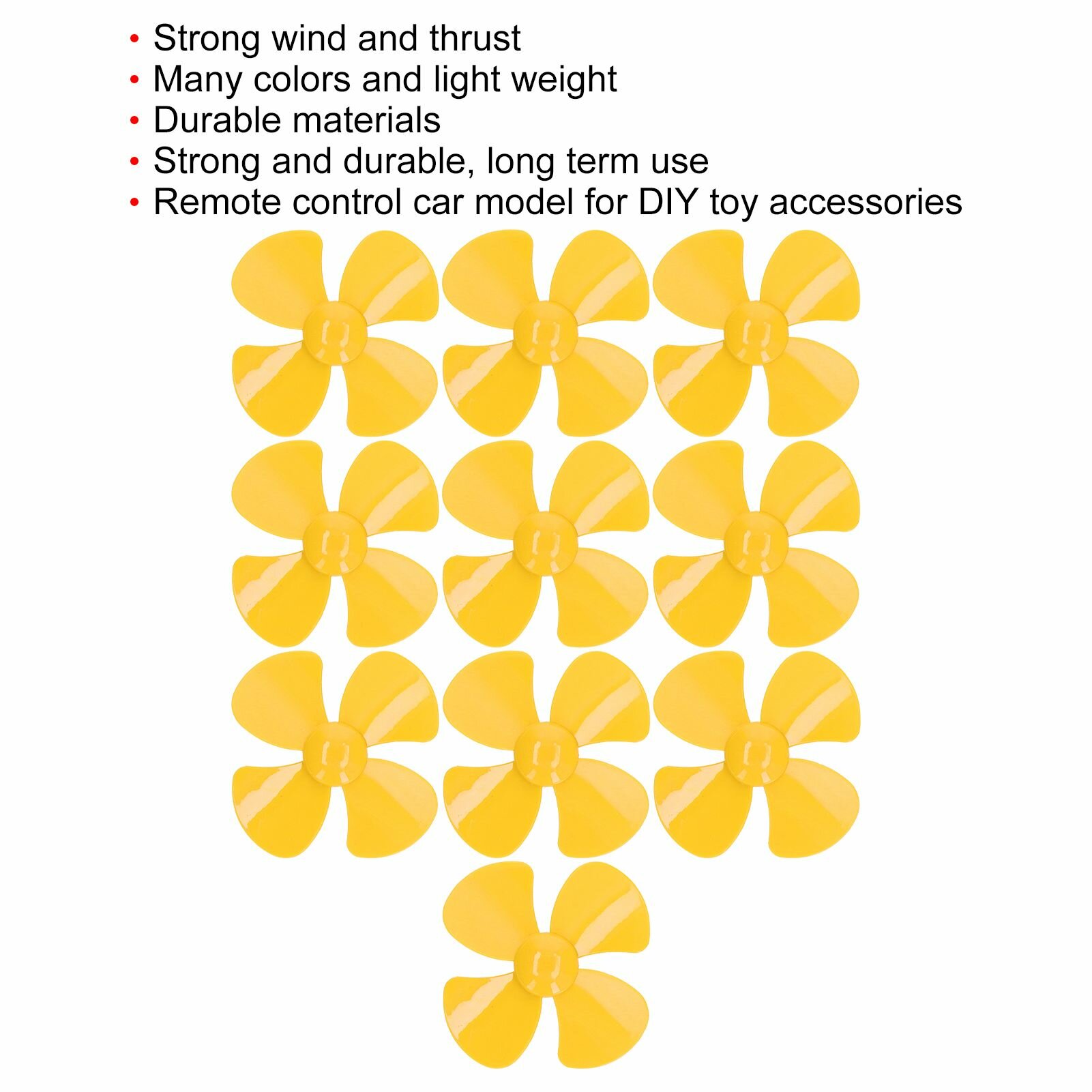 10 шт. пропеллер с 4 лопастями, сильный ветер, прочные материалы, легкий вес, 40 мм, пропеллер для игрушечного автомобиля сделай сам , желтый