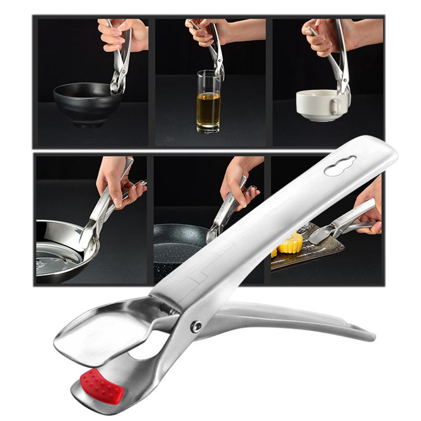 Зажим для чаши с защитой от ожогов, нескользящий подъемник для горячей посуды из нержавеющей стали 304, противоскользящий, для дома