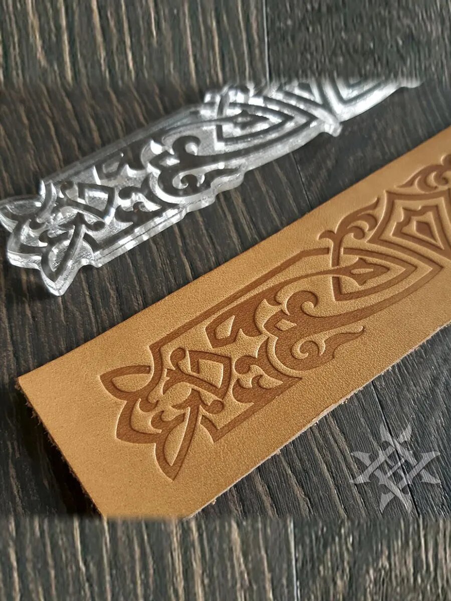 Клише штамп для холодного тиснения по коже #S-003 для кожи с кельтским орнаментом из акрила, 3х17 см